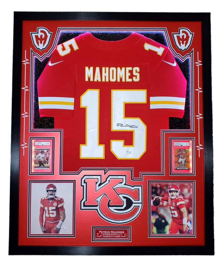 Patrick Mahomes Signed Chiefs Custom Framed LED Backlit Nike Jersey ...