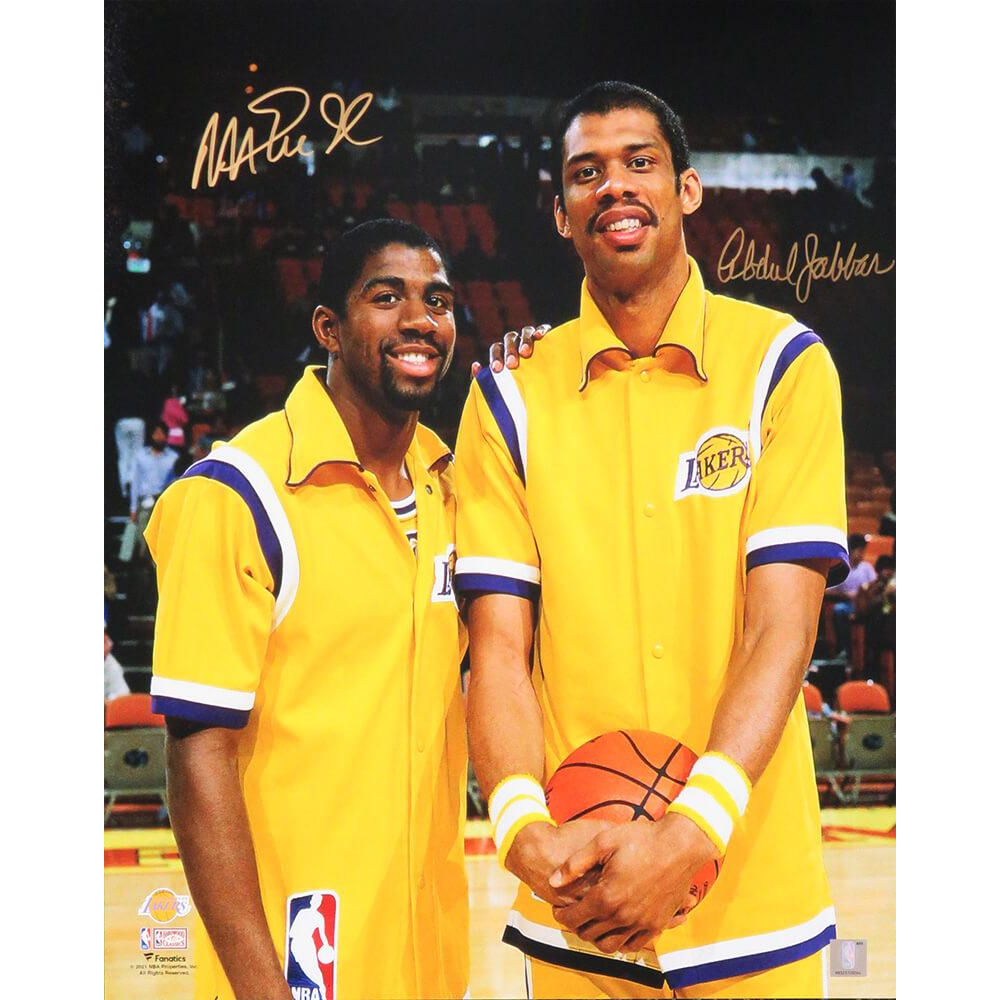Magic Johnson & Kareem Abdul-Jabbar Signed Lakers 16x20 Photo (Schwartz) | Pristine Auction