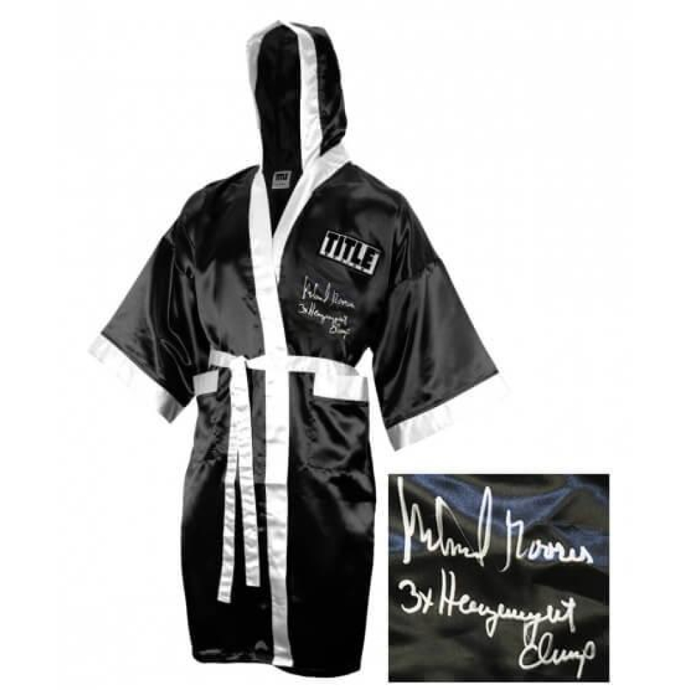 Michael Moorer Signed Title Boxing Robe Inscribed "3x Heavyweight Champ ...