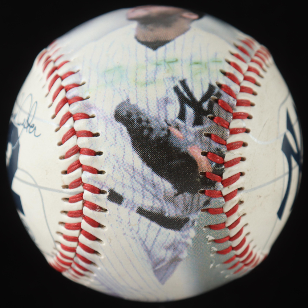 Derek Jeter Commemorative Yankees Baseball in Wood & Glass Yankees Logo ...