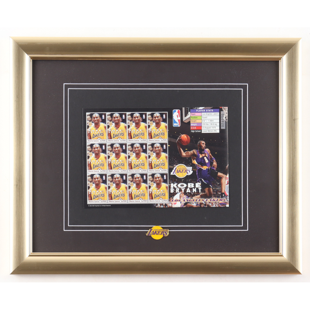 Kobe Bryant Lakers Uncut Postage Stamp Sheet Custom Framed Display With ...