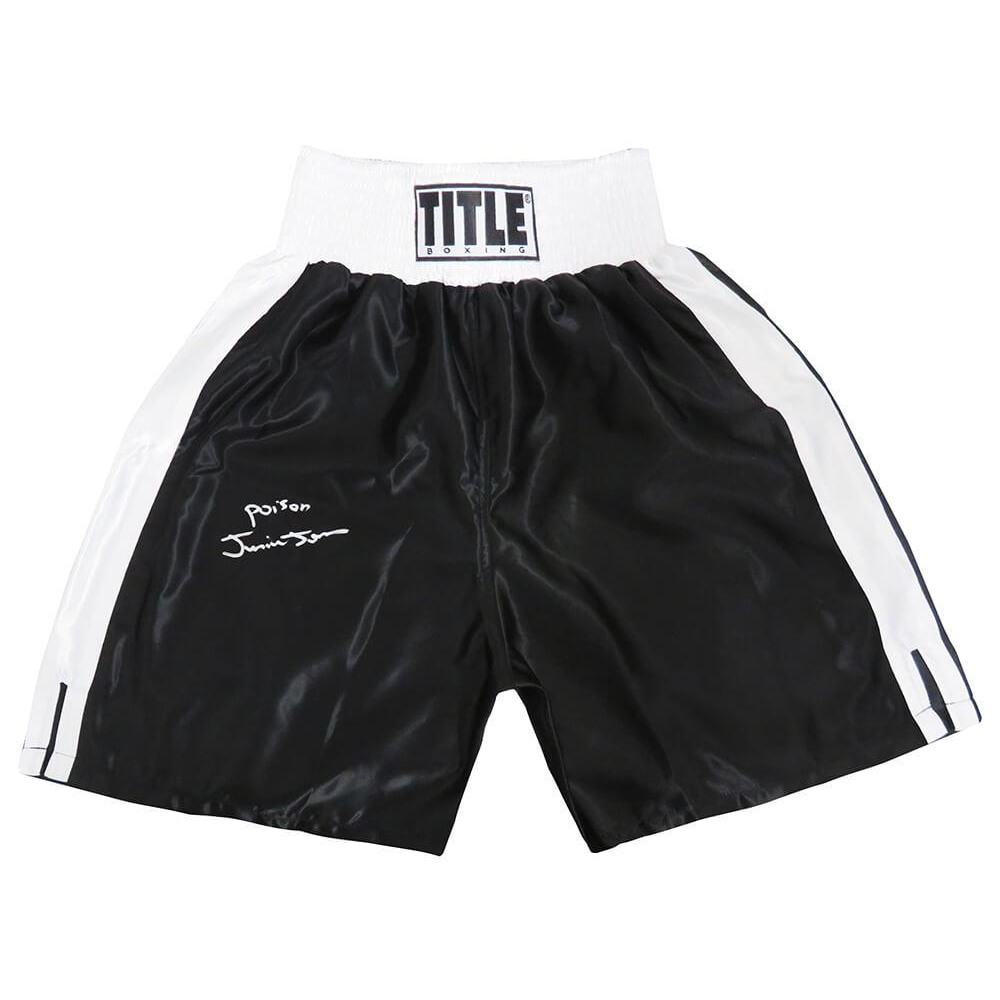 Junior Jones Signed Title Boxing Trunks Inscribed "Poison" (Schwartz ...