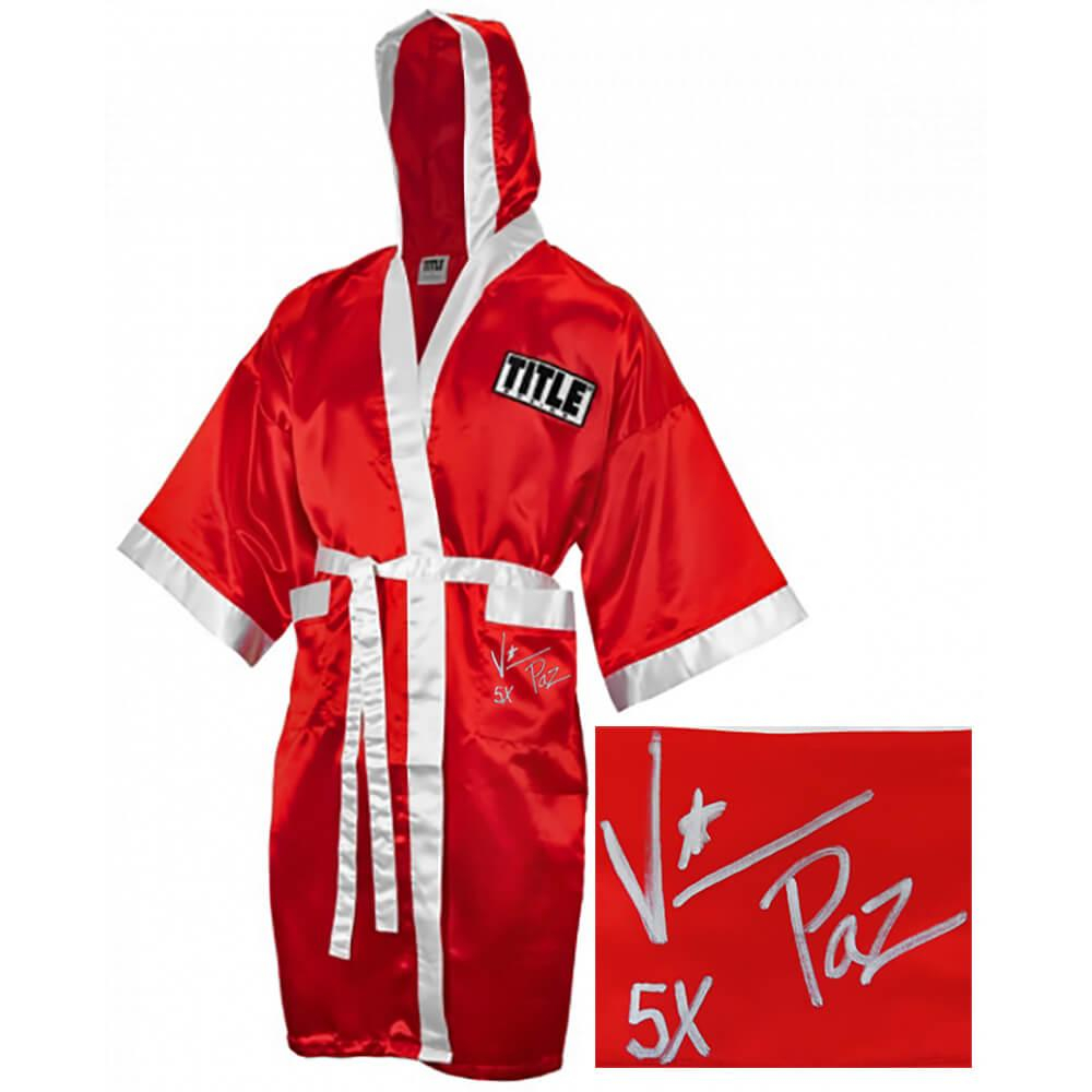 Vinny 'Paz' Pazienza Signed Title Boxing Robe Inscribed "5x Champ ...