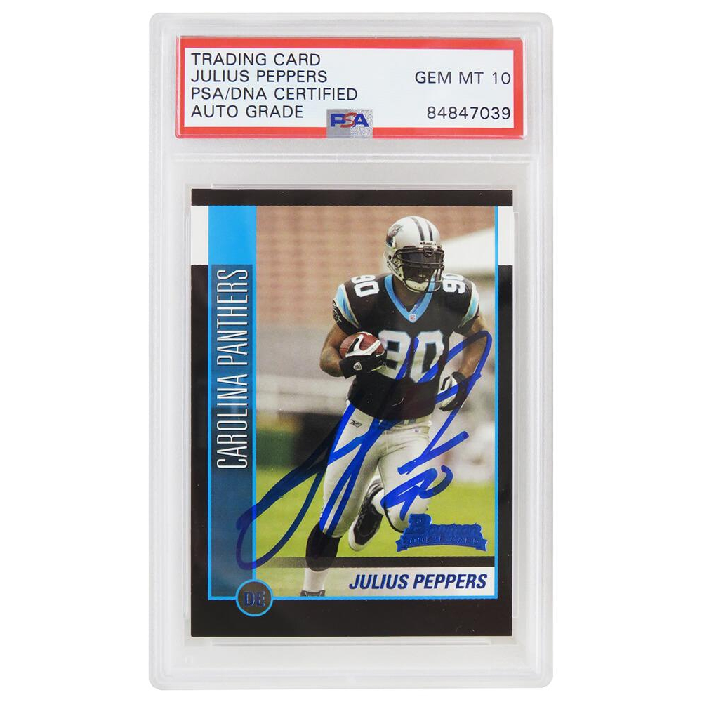 Julius Peppers Signed 2002 Bowman #144 RC (PSA | Autograph Graded 10 ...