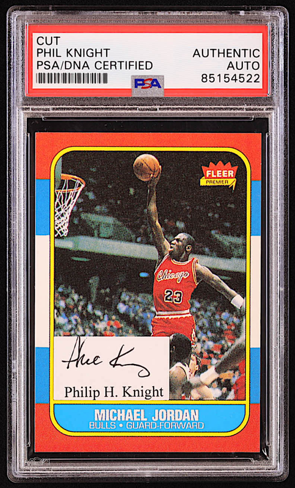 Phil Knight Signed Cut with Michael Jordan Reprint Card (PSA ...