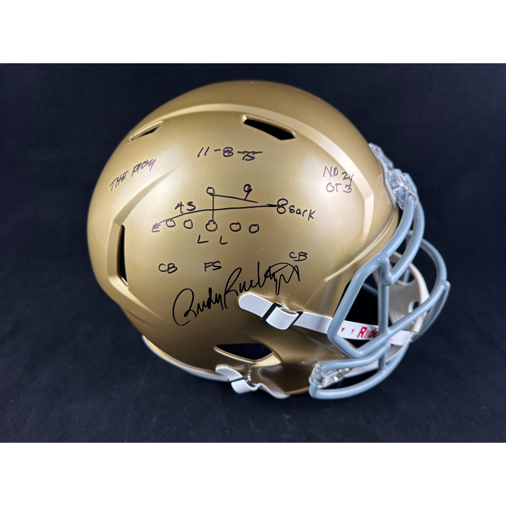 Rudy Ruettiger Signed Notre Dame Fighting Irish Full-Size Speed Helmet ...