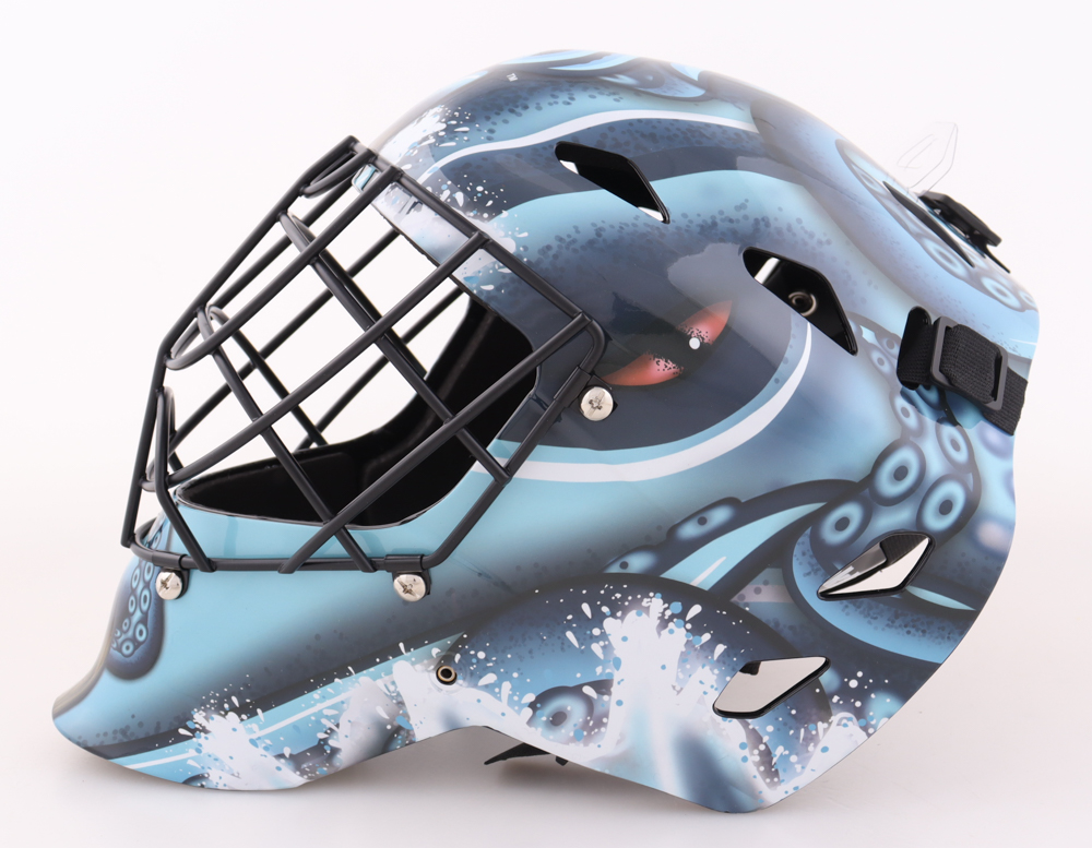 Philipp Grubauer Signed Kraken Goalie Helmet Inscribed "Release The ...