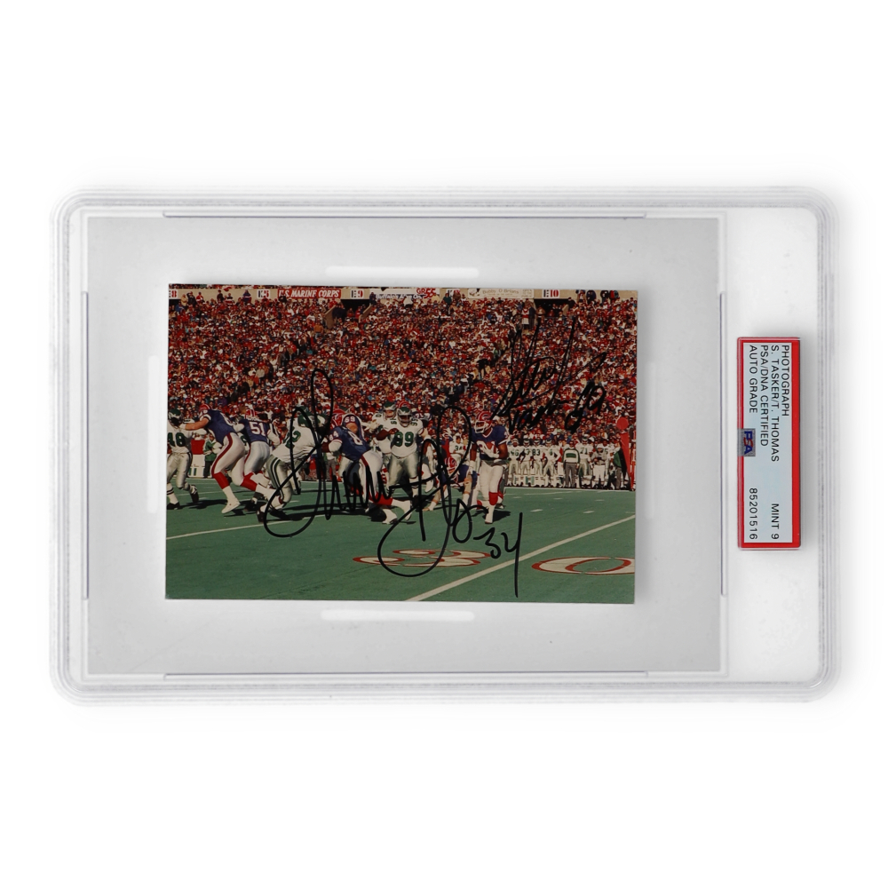 Thurman Thomas & Steve Tasker Signed Bills 4x6 Photo (PSA | Grade 9 ...