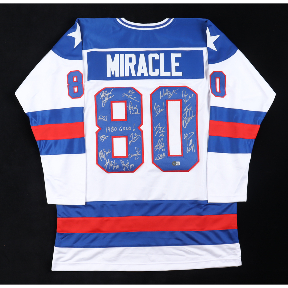 1980 Team USA Hockey "Miracle on Ice" Jersey Signed by (19) with Mike ...