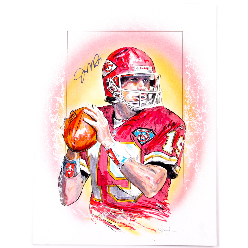 Joe Montana & Gary Longordo Signed Chiefs Print on Board By Gary ...