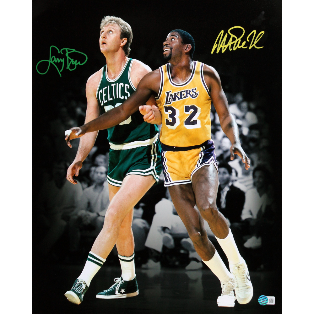 Larry Bird & Magic Johnson Signed 16x20 Photo (Beckett) | Pristine Auction