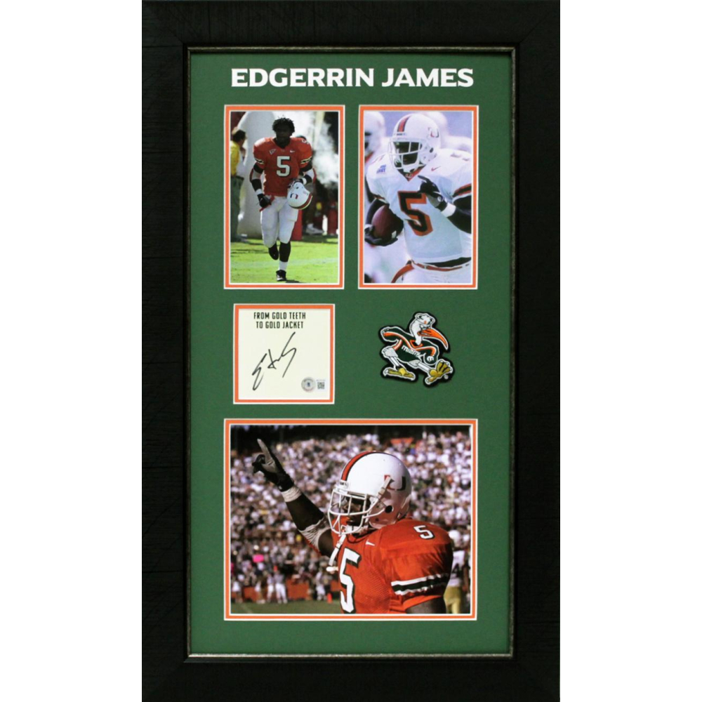 Edgerrin James Signed Miami Hurricanes Custom Framed Cut Display ...