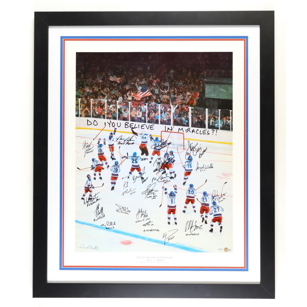 1980 Team USA Hockey "Miracle On Ice" LE 26x32 Lithograph Signed by ...
