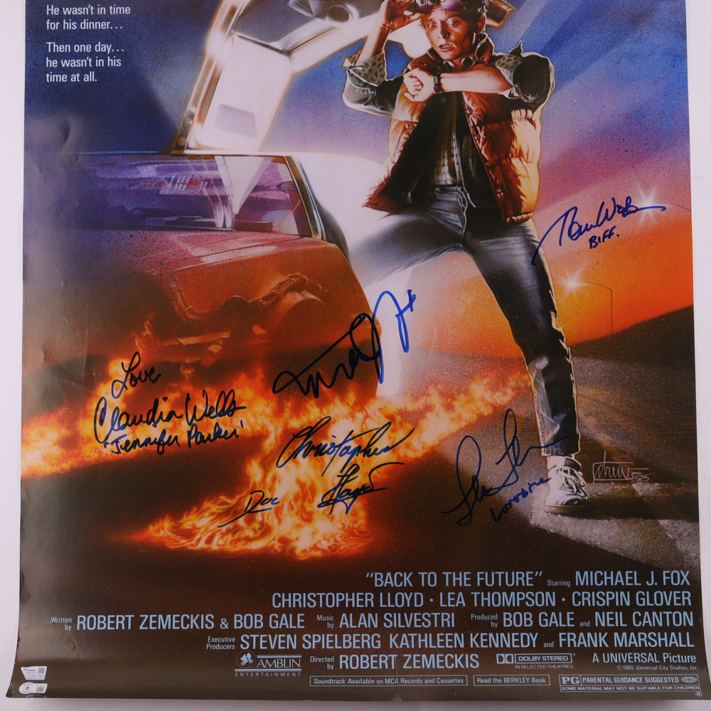 "Back to the Future" 27x39 Movie Poster Cast-Signed By (5) Michael J ...