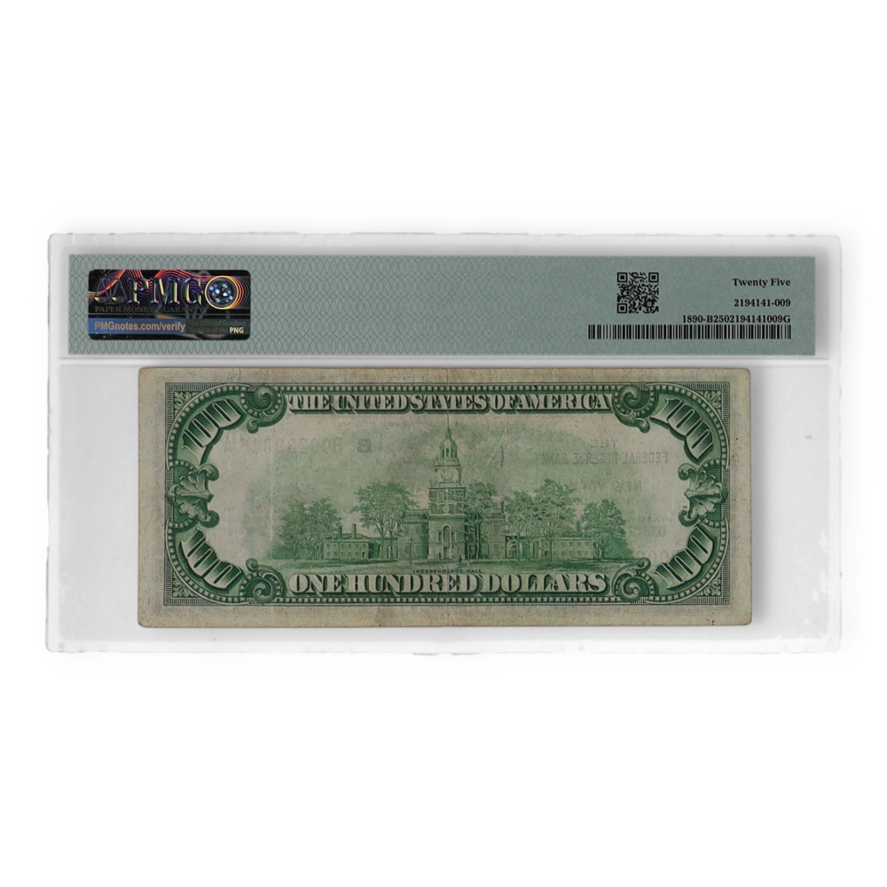 1929 U.S. $100 One Hundred Dollars National Currency Note - FRBN New York - 6 Digit Serial ...