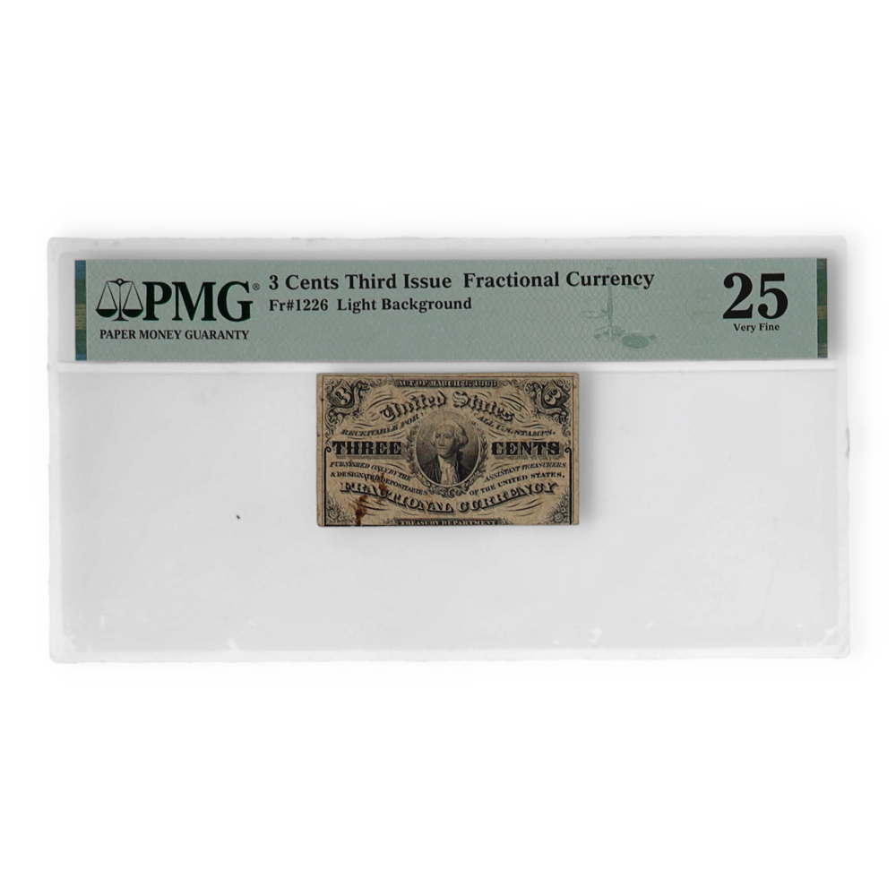 1863 U.S. .03¢ Fractional Currency Note , 3rd Issue - Light Background ...