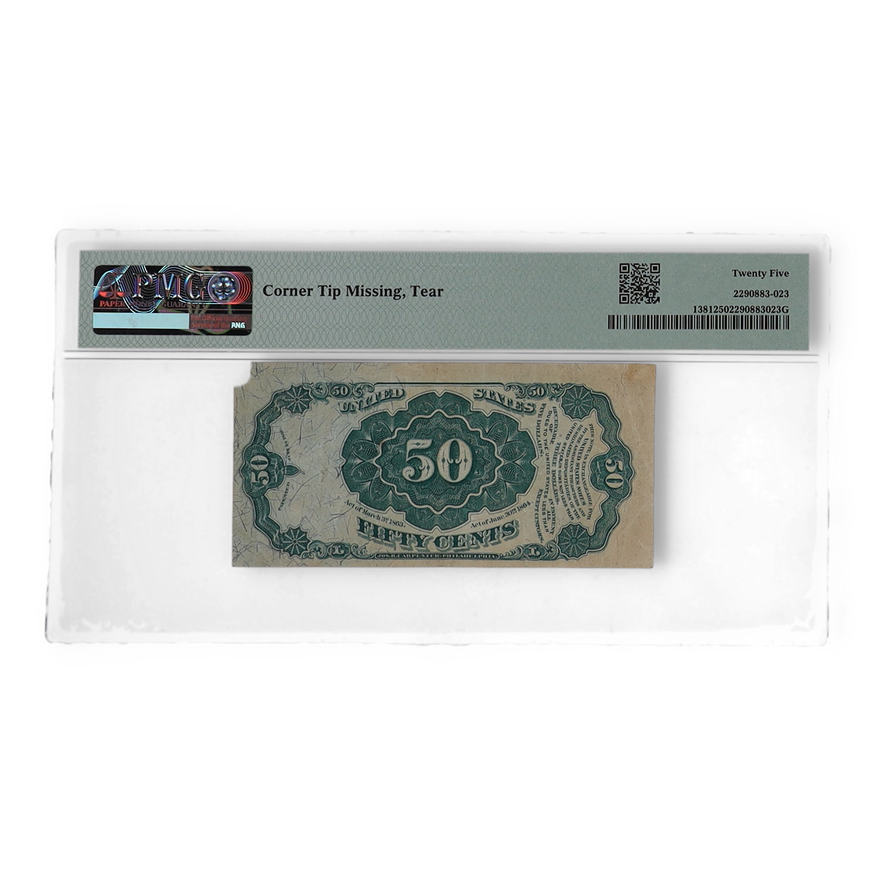 1875 U.S. .50¢ Fractional Currency Note, 5th Issue - Portrait of ...