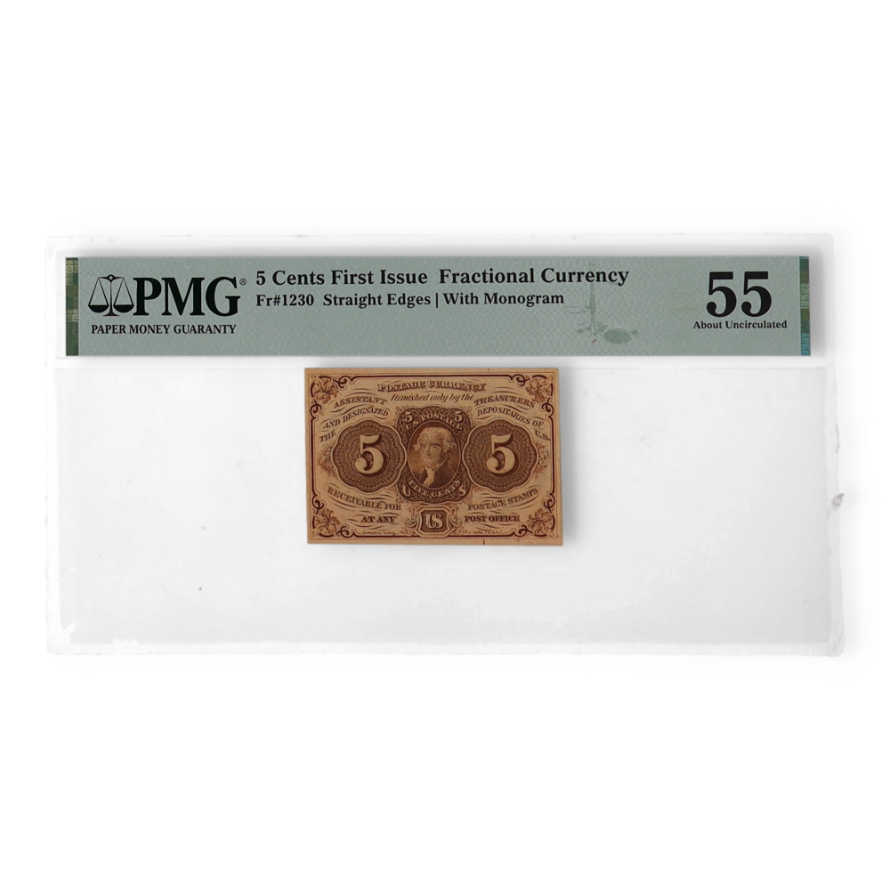 1862 U.S. .05¢ Fractional Currency Note, 1st Issue - Straight Edges ...