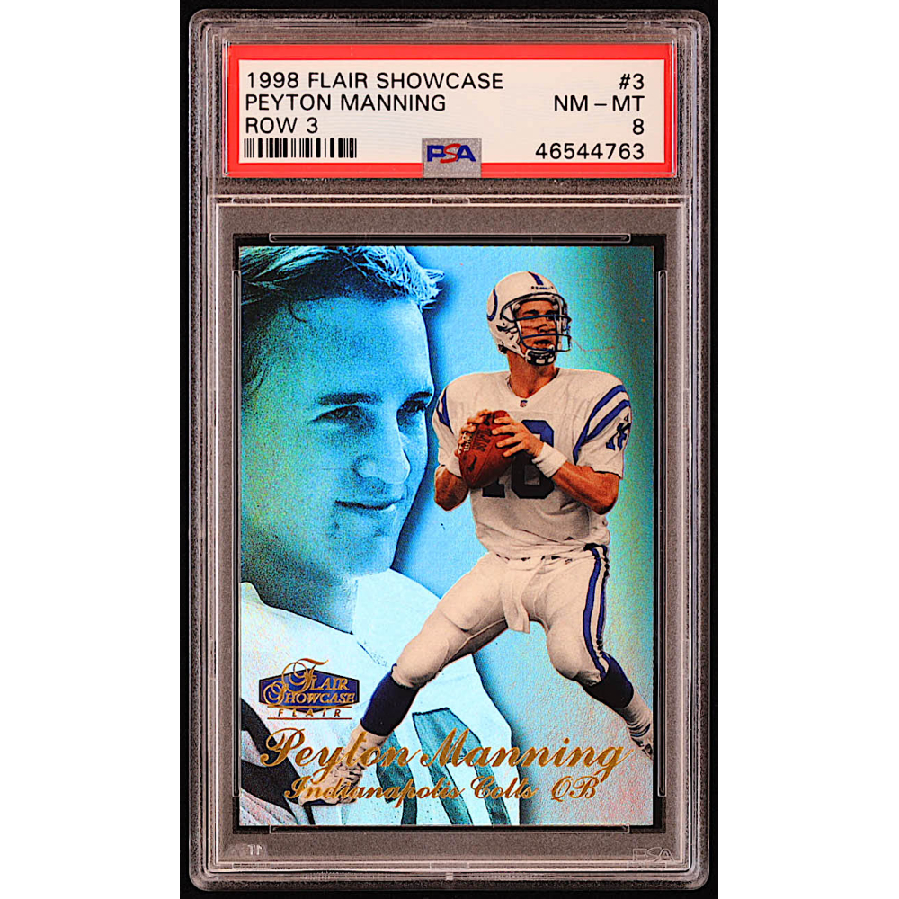 Peyton Manning 1998 Flair Showcase Row 3 #3 RC (PSA 8) | Pristine Auction