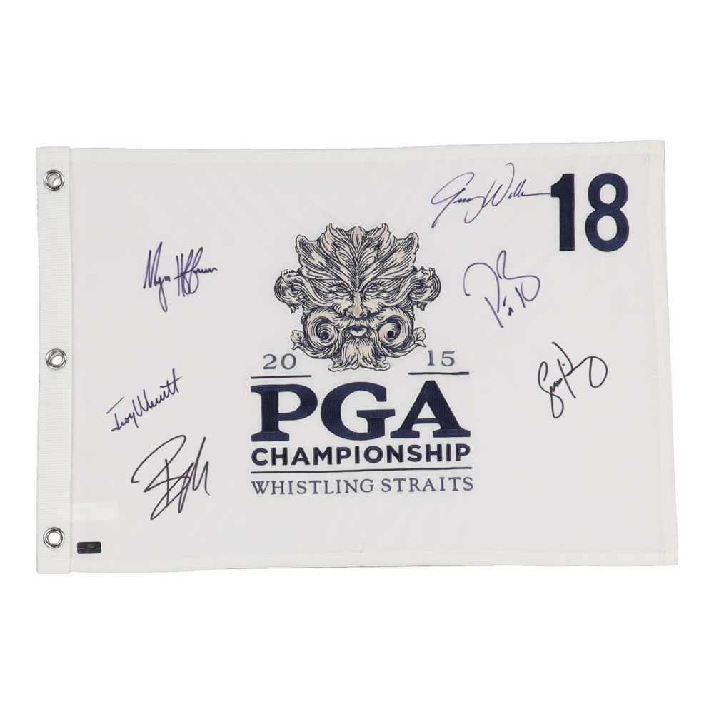 2015 PGA Championship Golf Pin Flag Signed by (6) with Morgan Hoffman ...