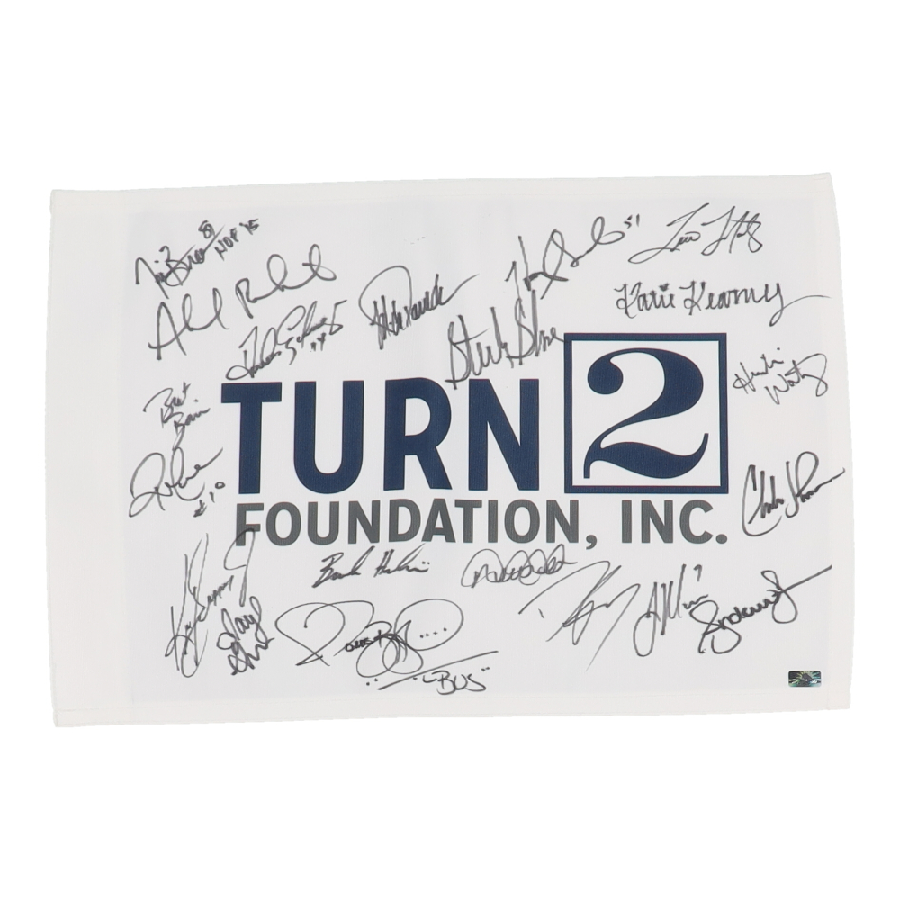 Turn 2 Foundation Golf Pin Flag Signed by (15+) with Derek Jeter, Ken ...