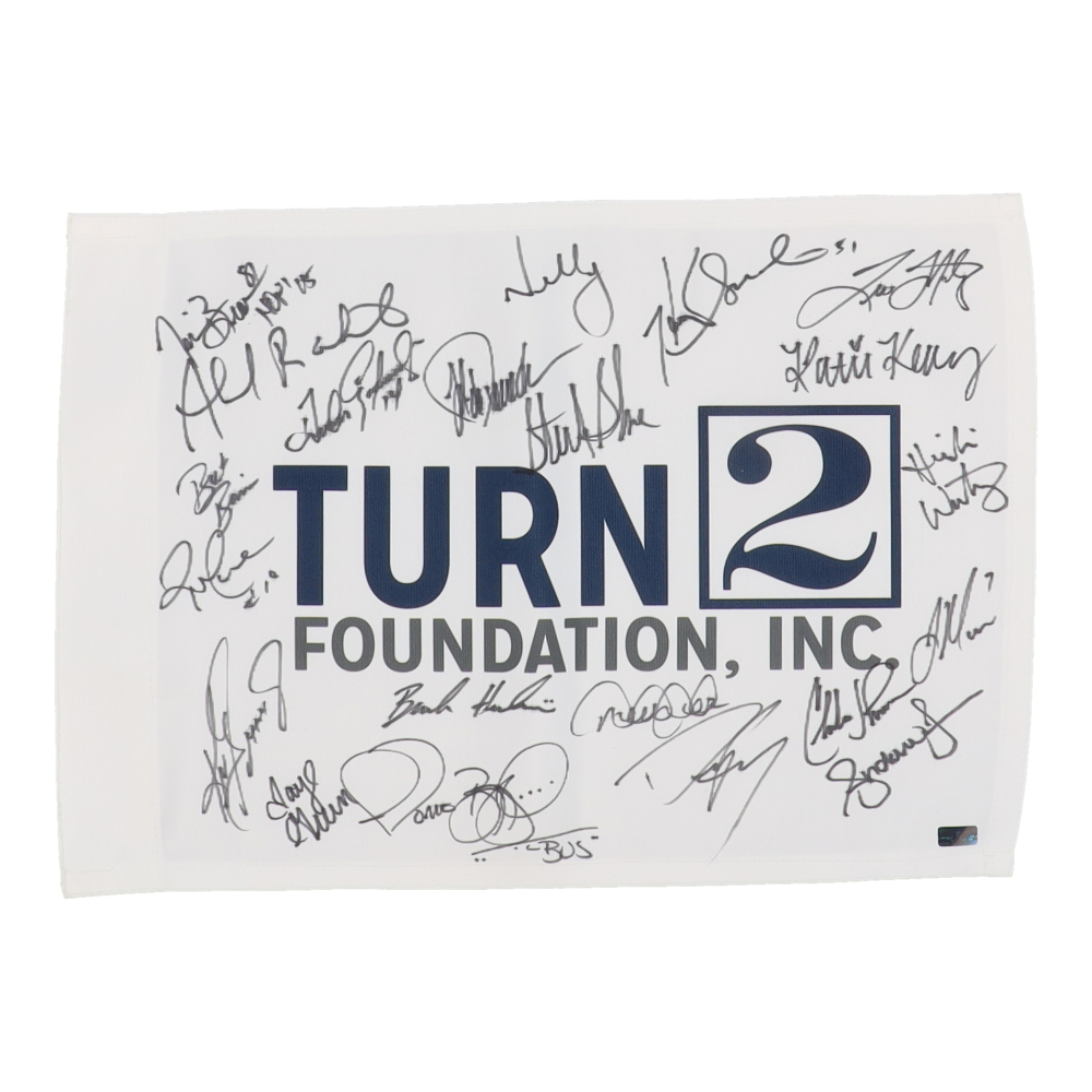 Turn 2 Foundation Golf Pin Flag Signed by (15+) with Derek Jeter, Ken ...