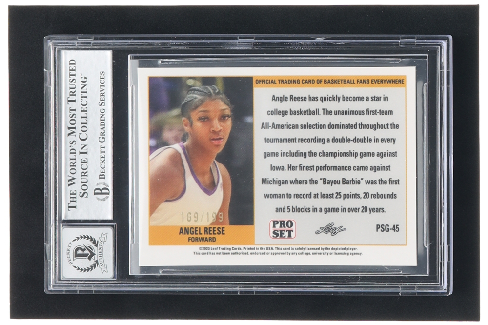 Angel Reese Signed 2023 Pro Set Metal Gold #PSG45 RC #169/199 (BGS ...