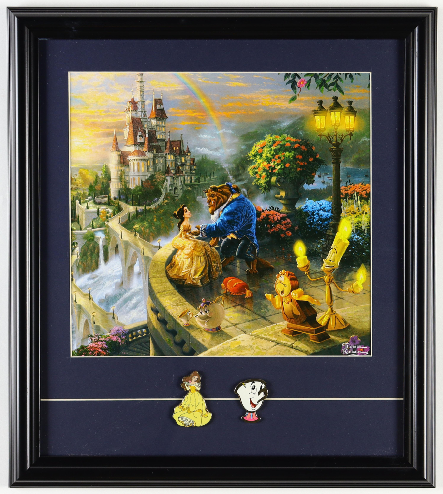 Thomas Kinkade "Beauty and the Beast" Custom Framed Print Display With ...