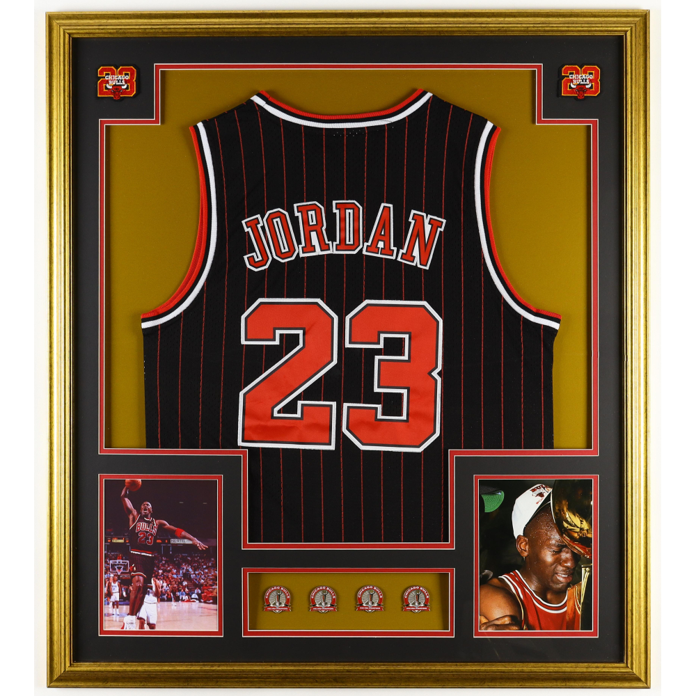 Michael Jordan Custom Framed Jersey Display With (4) LE Bulls ...