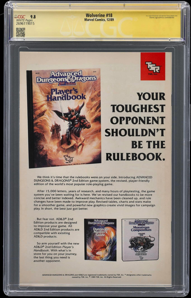 Roy Thomas Signed 1989 "Wolverine" Issue #18 Marvel Comic Book (CGC 9.8 ...