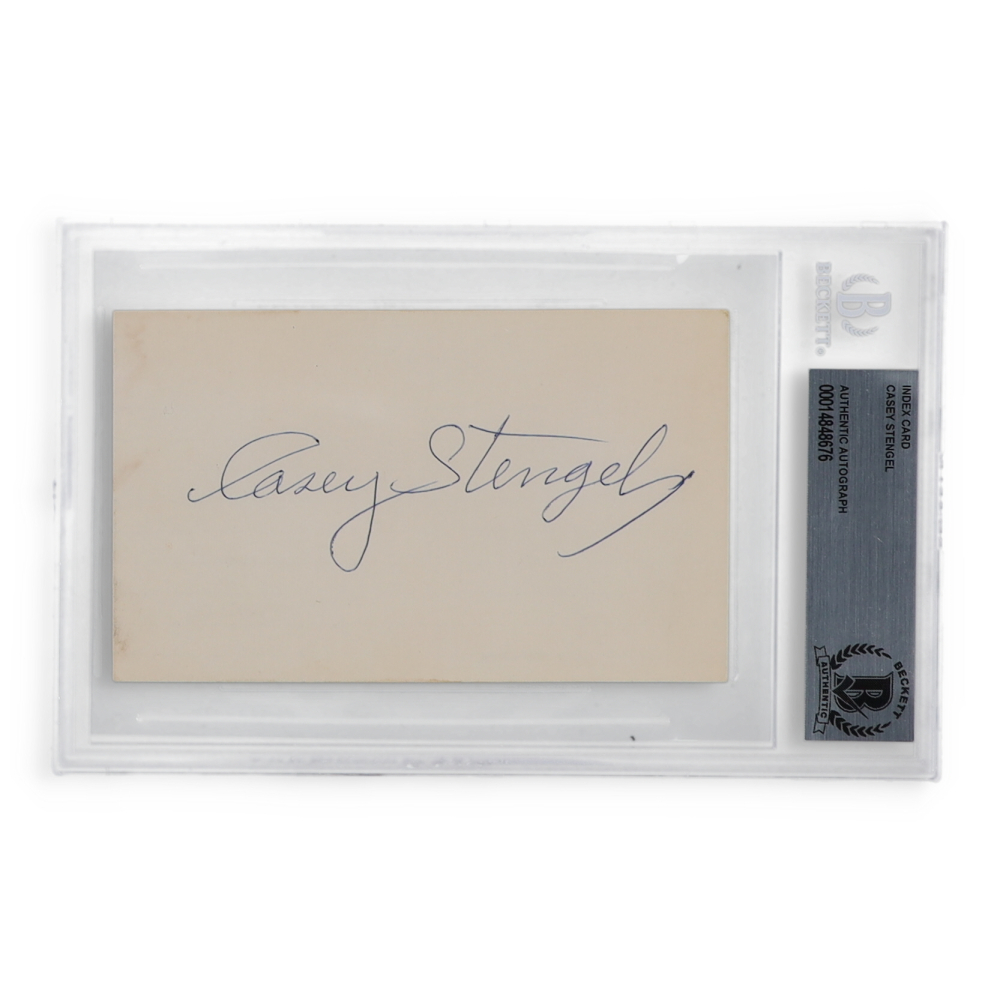 Casey Stengel Signed 4x6 Index Card (Beckett) | Pristine Auction