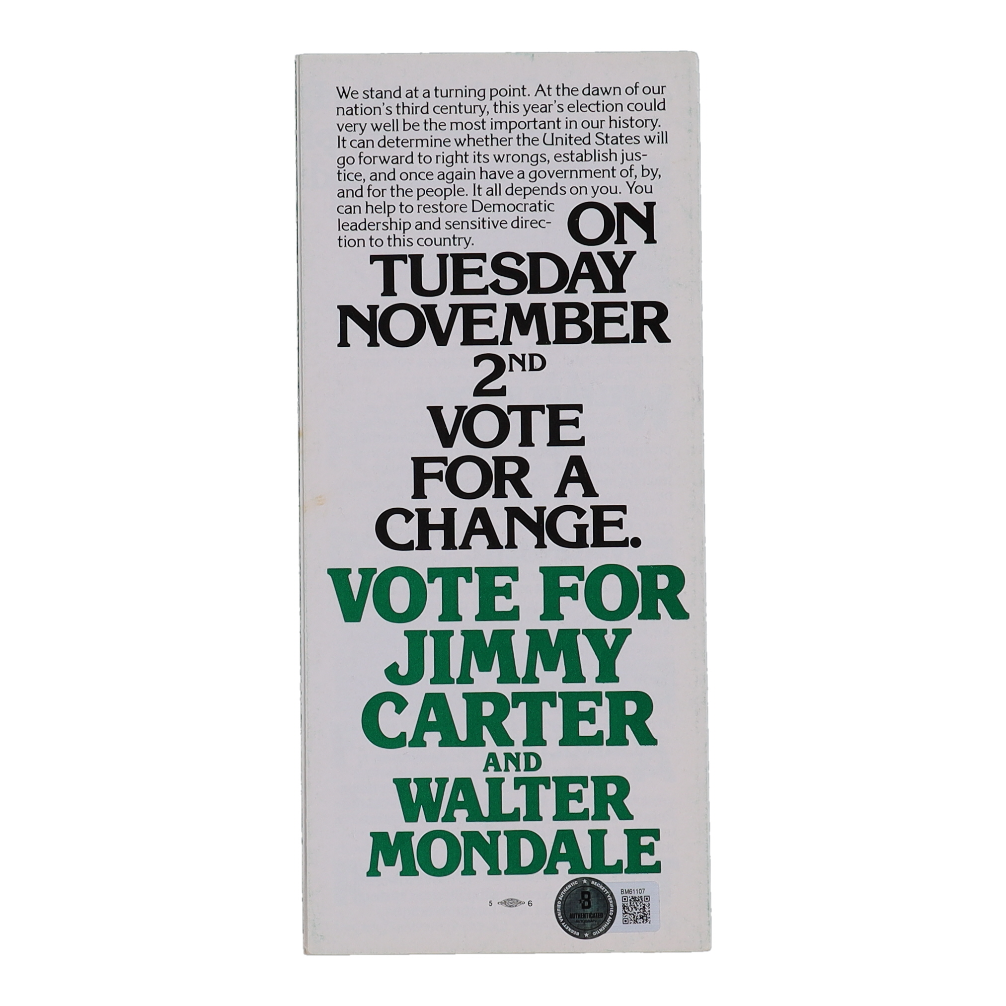 Jimmy Carter Signed Campaign Flyer (Beckett) | Pristine Auction