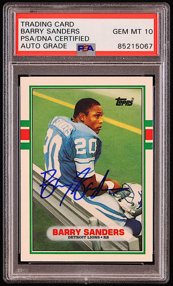 Barry Sanders Signed 1989 Topps Traded #83T RC (PSA | Auto 10 ...