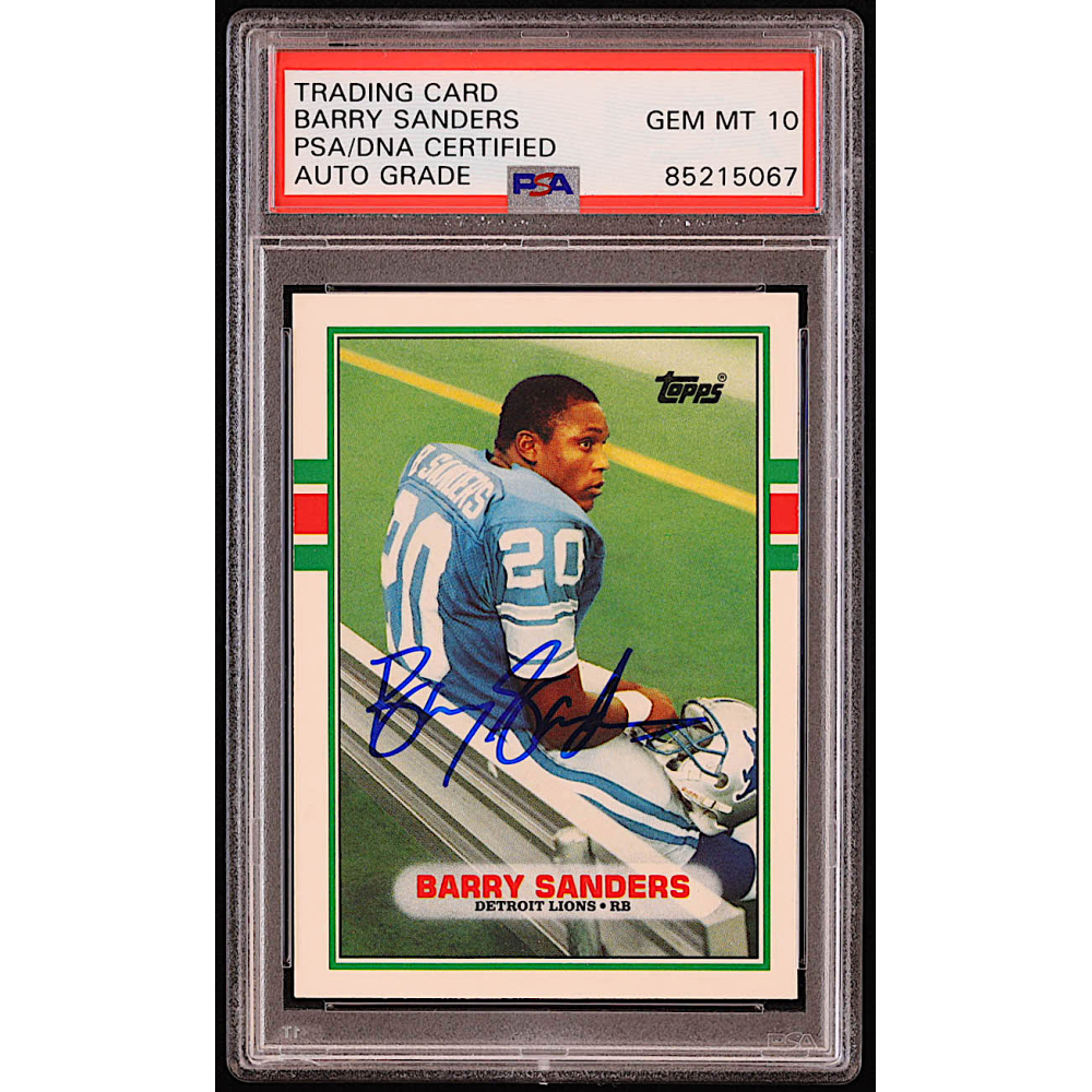 Barry Sanders Signed 1989 Topps Traded #83T RC (PSA | Auto 10 ...