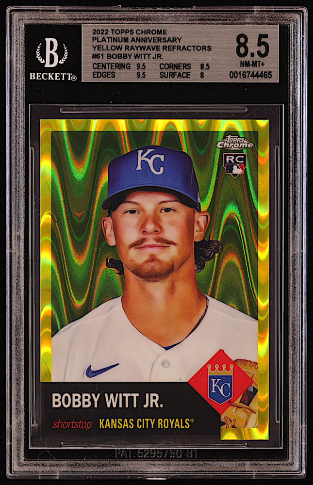 Bobby Witt Jr. 2022 Topps Chrome Platinum Anniversary Yellow RayWave ...