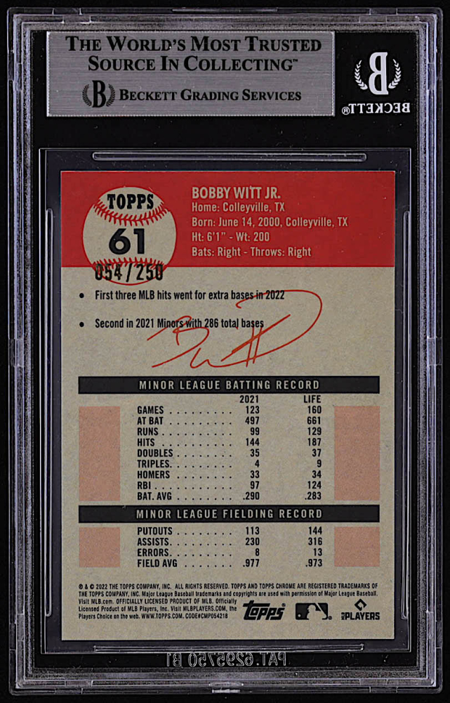 Bobby Witt Jr. 2022 Topps Chrome Platinum Anniversary Yellow RayWave ...