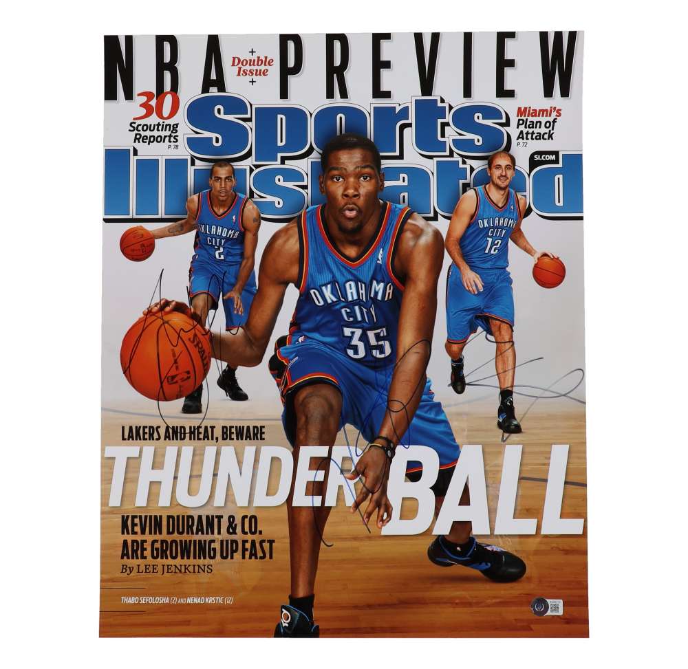 Kevin Durant, Thabo Sefoloshoa & Nenad Krstic Signed Thunder Magazine ...