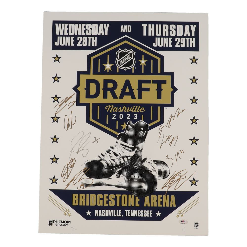 LE 2023 NHL Draft 18x24 Poster Signed By (9) With Connor Bedard, Mark ...