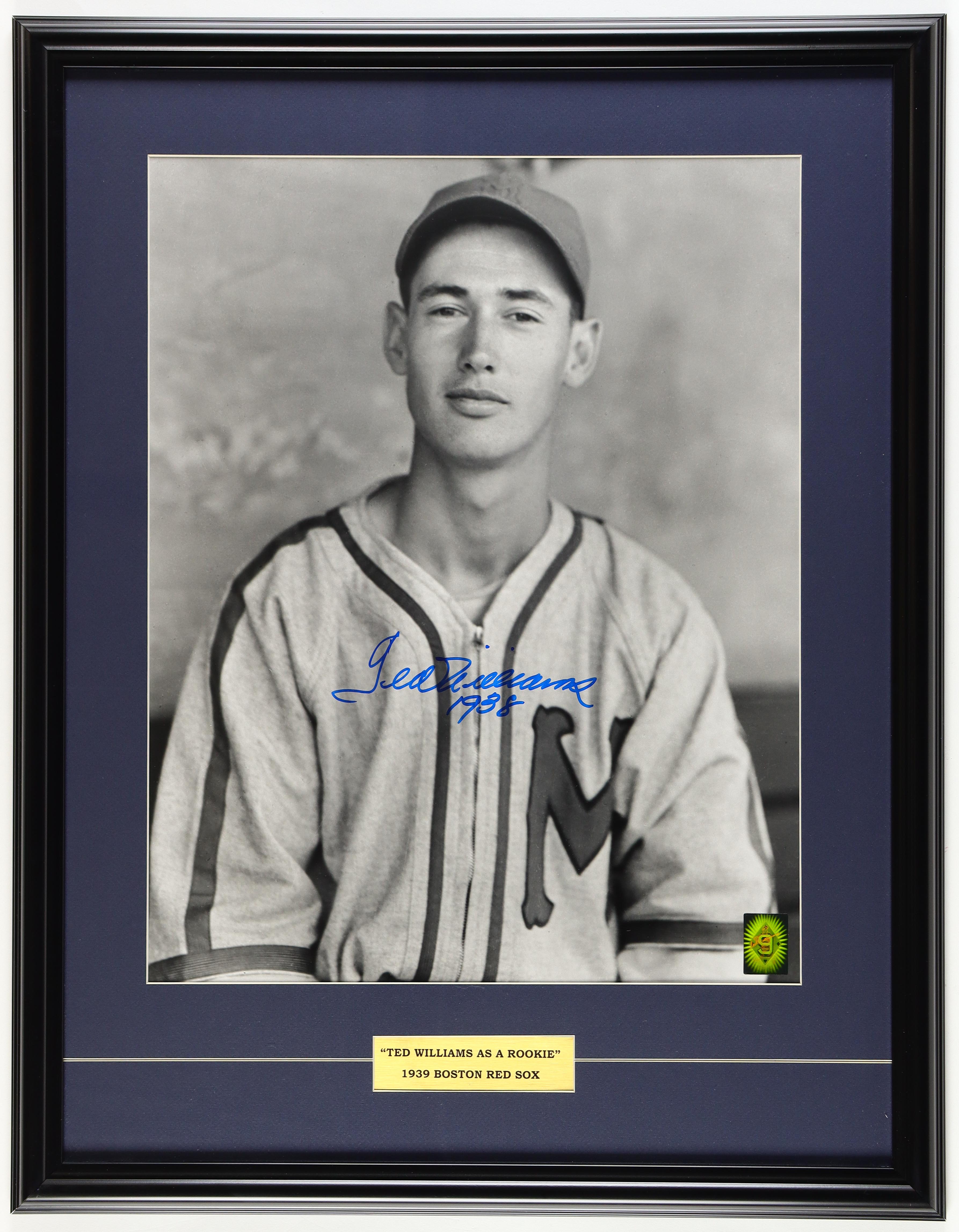 Ted Williams Signed Custom Framed Photo Display Inscribed "1938 ...
