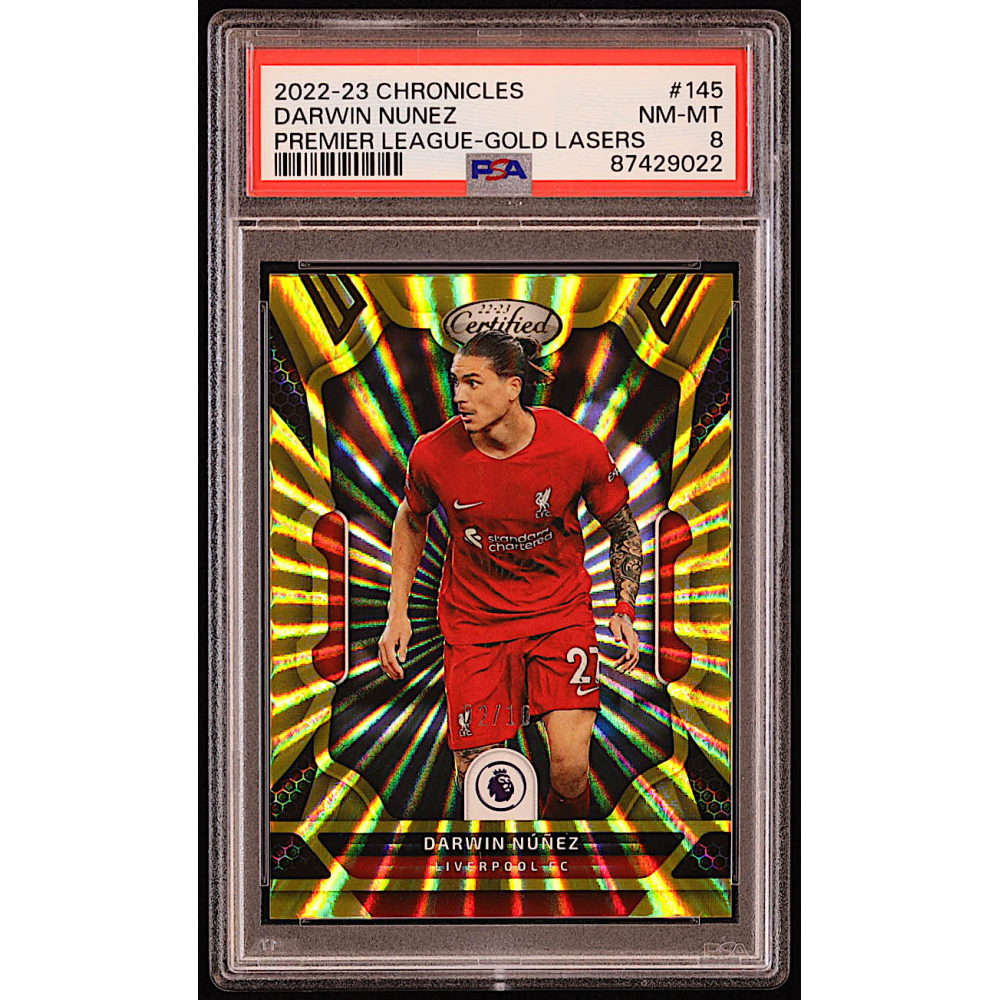Darwin Nunez 2022-23 Panini Chronicles English Premier League Gold Lasers #145 Certified #02/10 ...