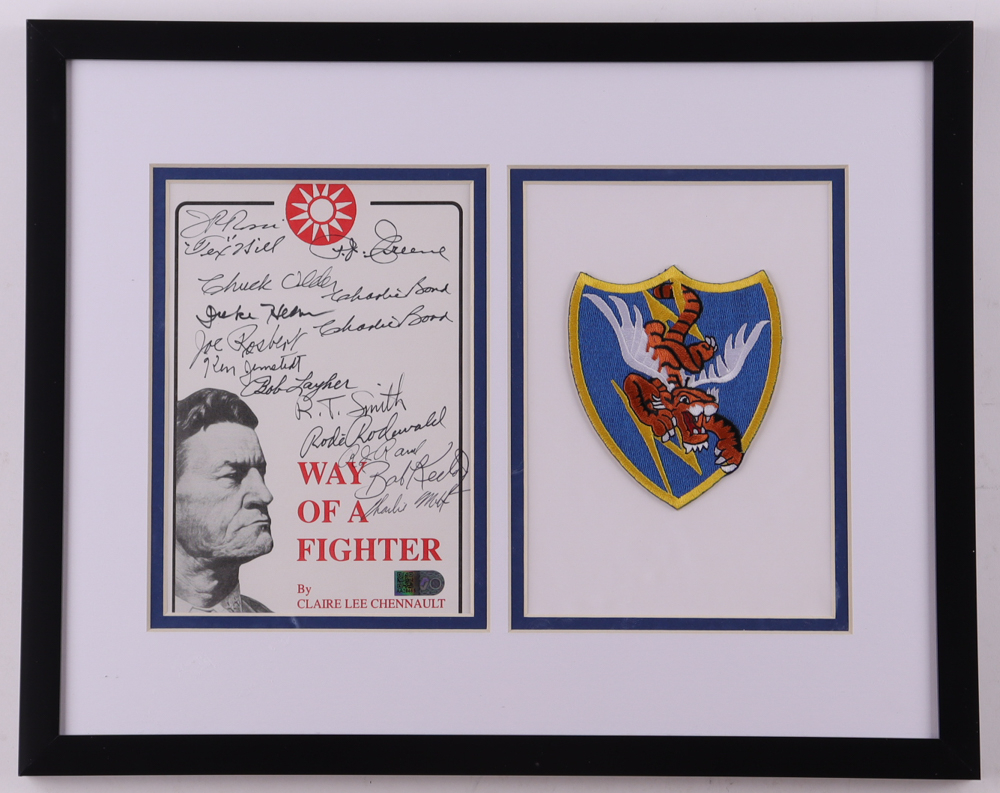 Flying Tigers Custom Framed Book Cover Display Signed By (14) With Tex ...