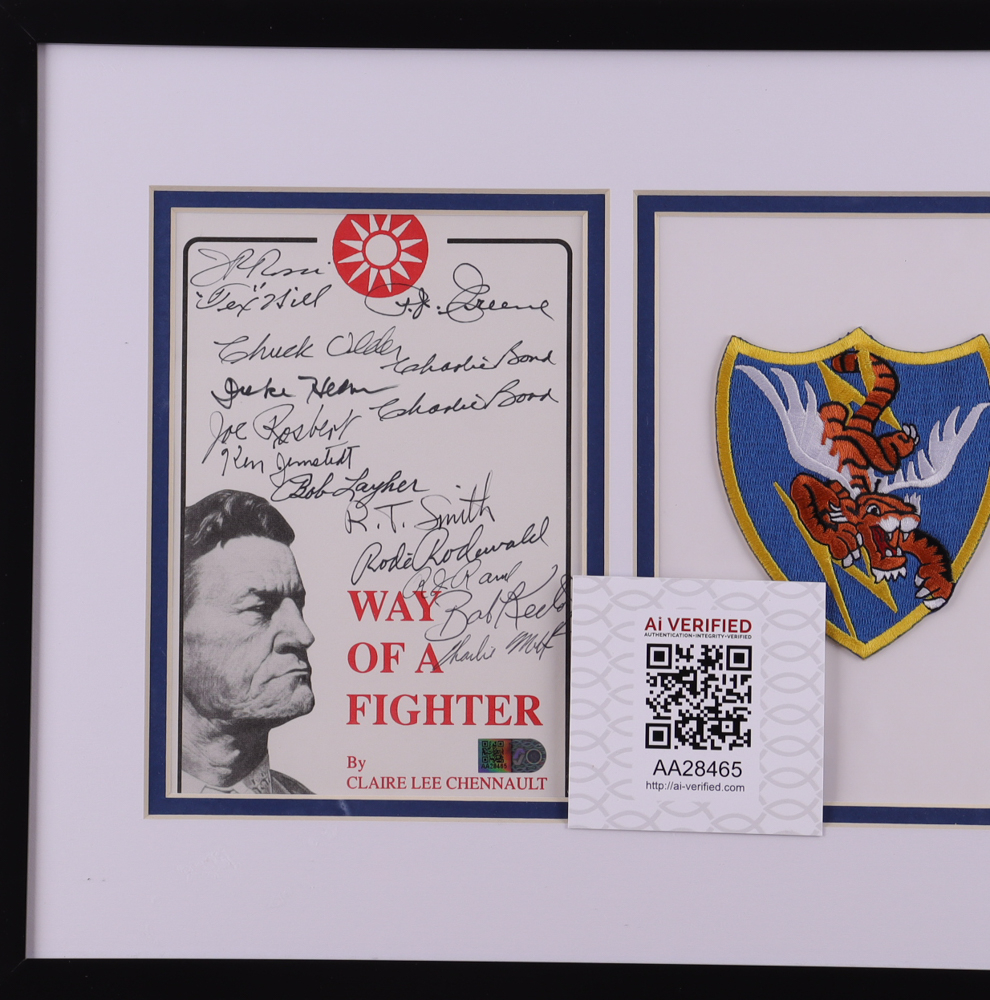 Flying Tigers Custom Framed Book Cover Display Signed By (14) With Tex ...