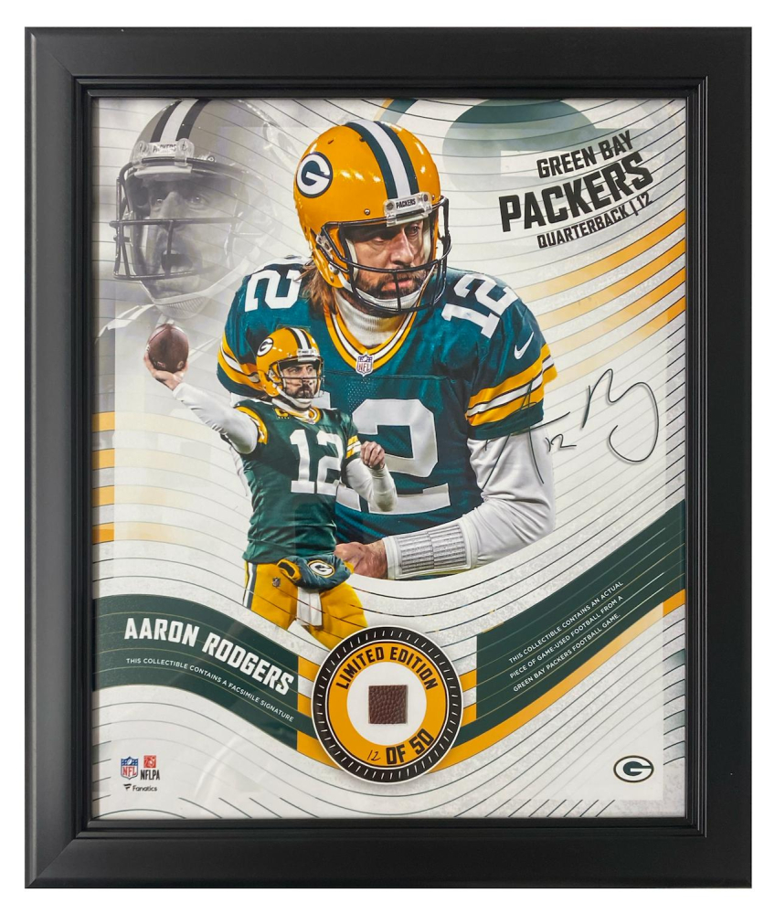 Aaron Rodgers Packers 15x17 LE Custom Framed Display with Piece of Game ...
