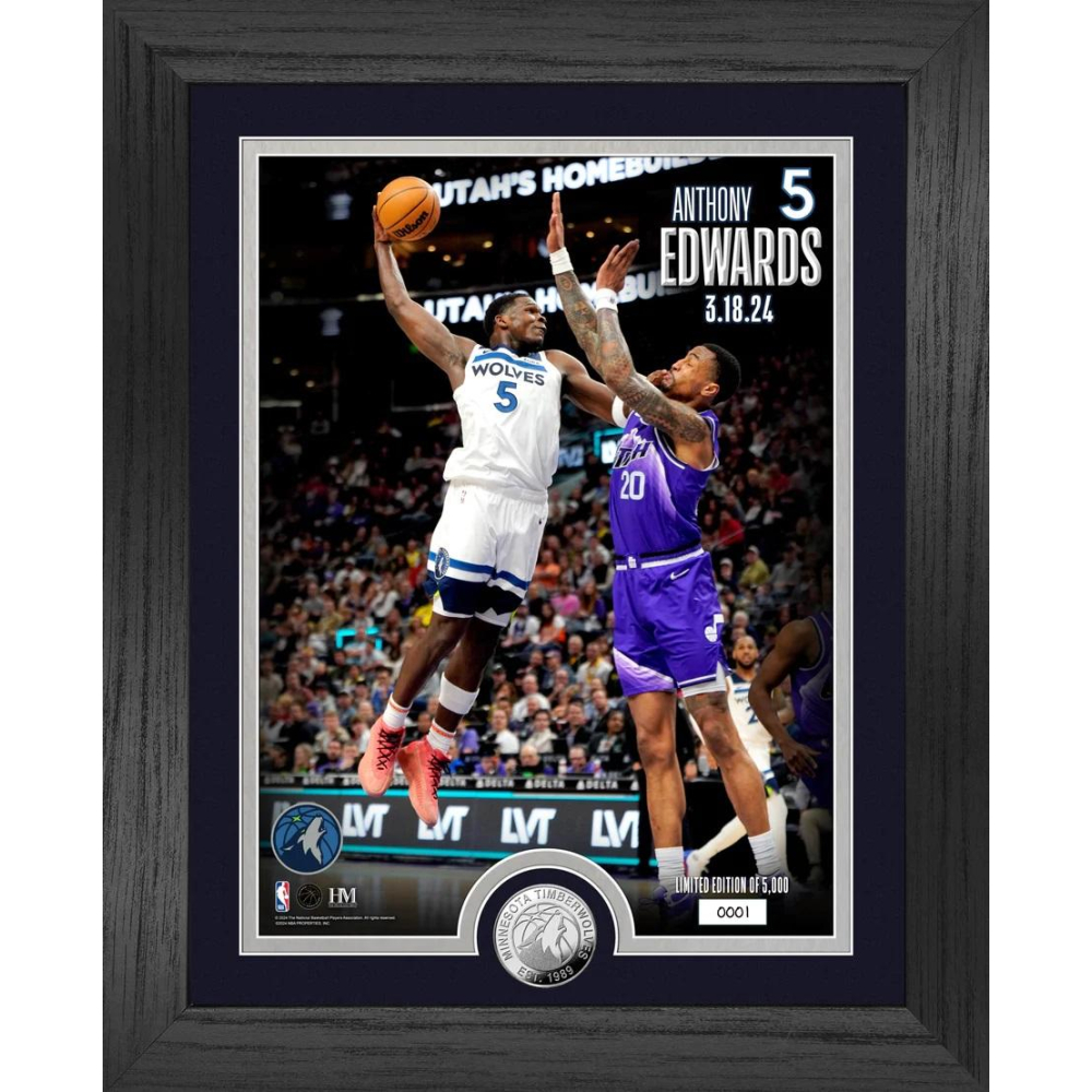 Anthony Edwards Timberwolves "Poster Dunk" LE Custom Framed Photo with ...