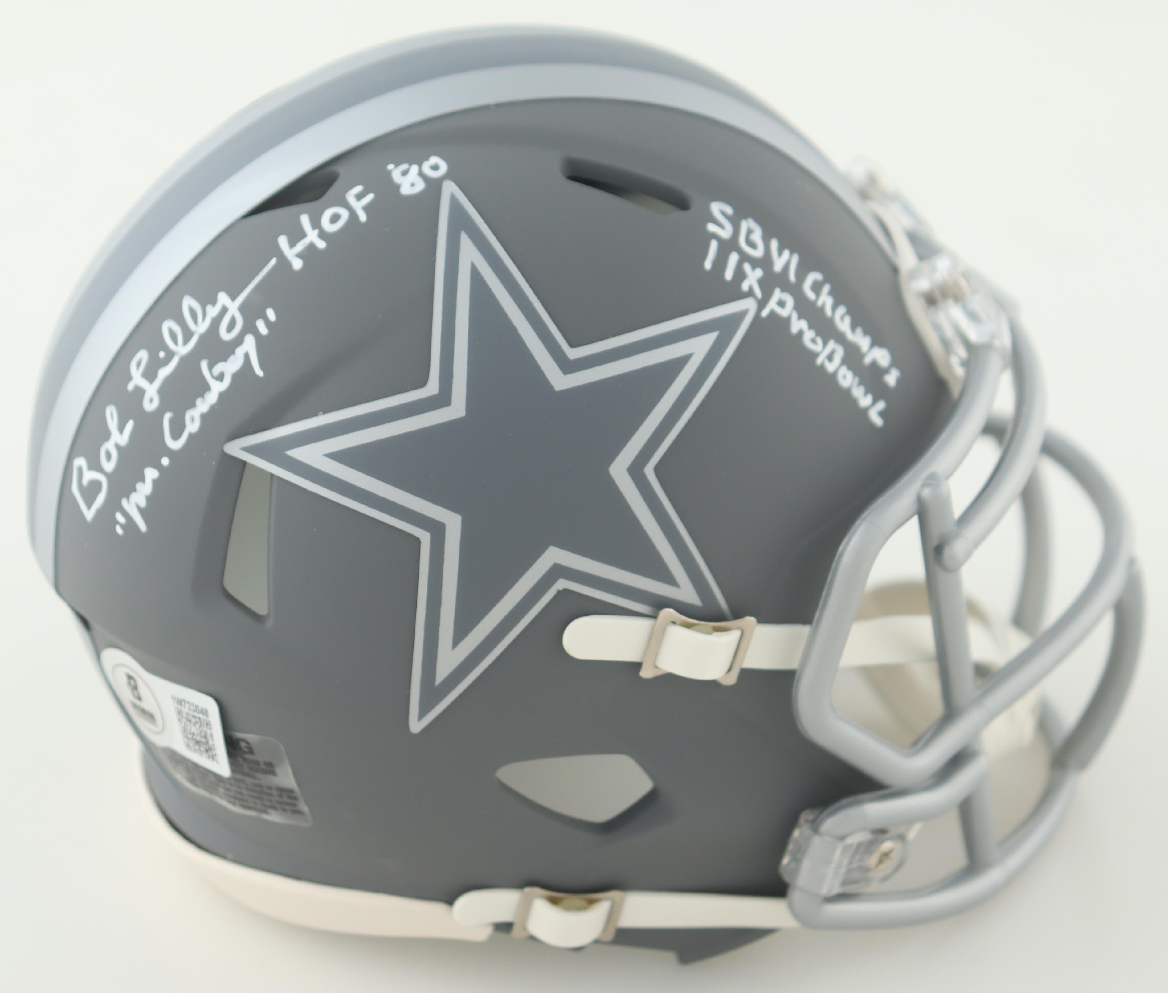 Bob Lilly Signed Cowboys Slate Alternate Speed Mini Helmet With ...