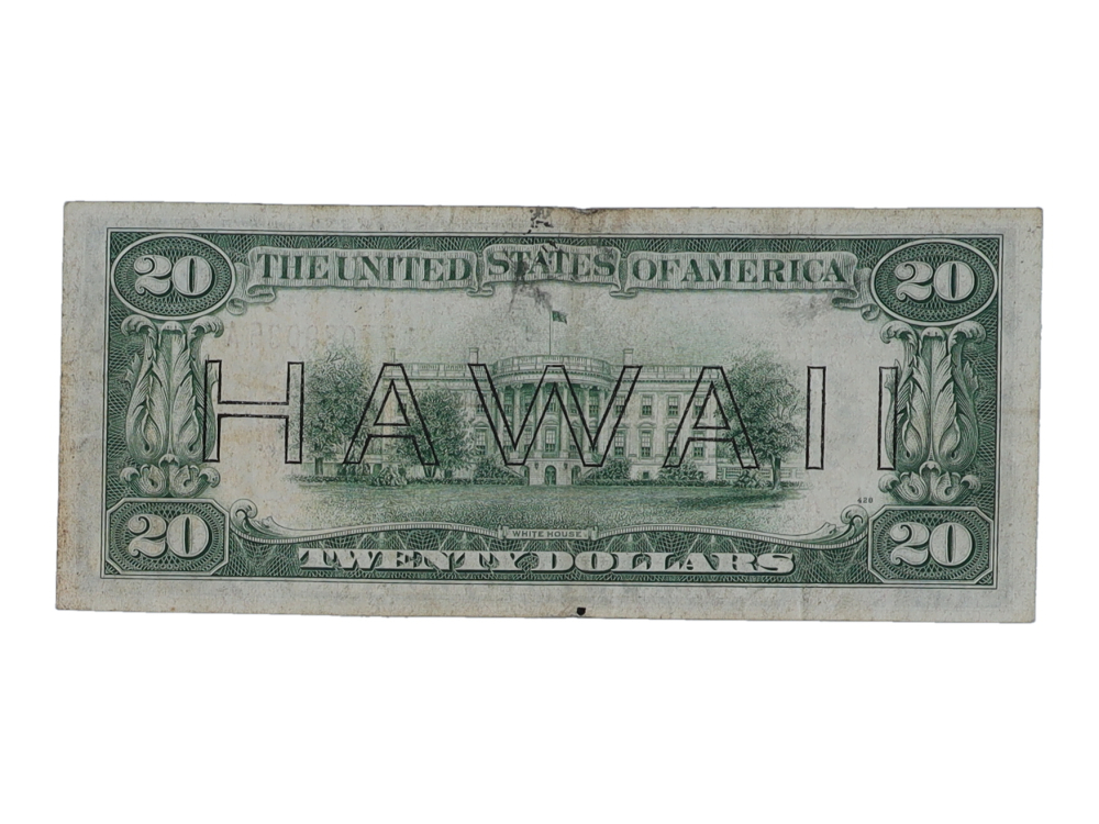 1934 $20 Twenty Dollars Hawaii Overprint Federal Reserve Note ...