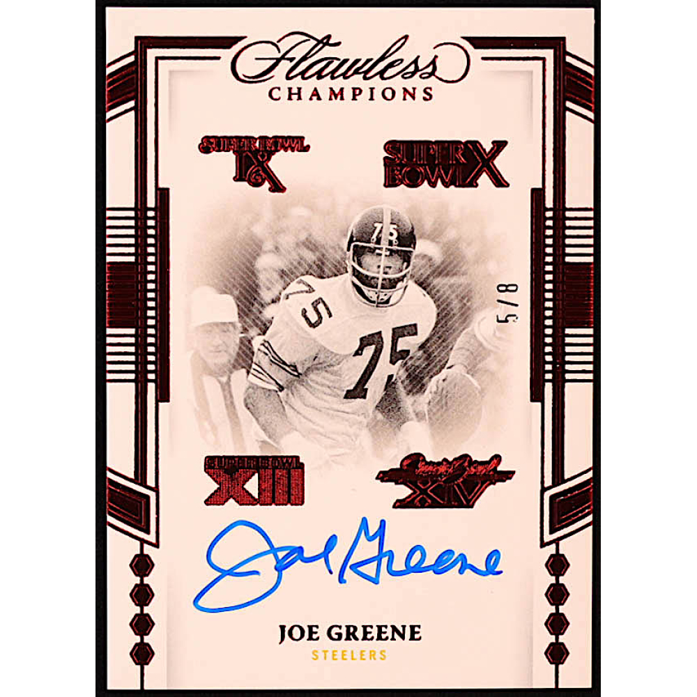 Joe Greene 2022 Panini Flawless Champions 4x Signatures Ruby #3 #5/8 ...