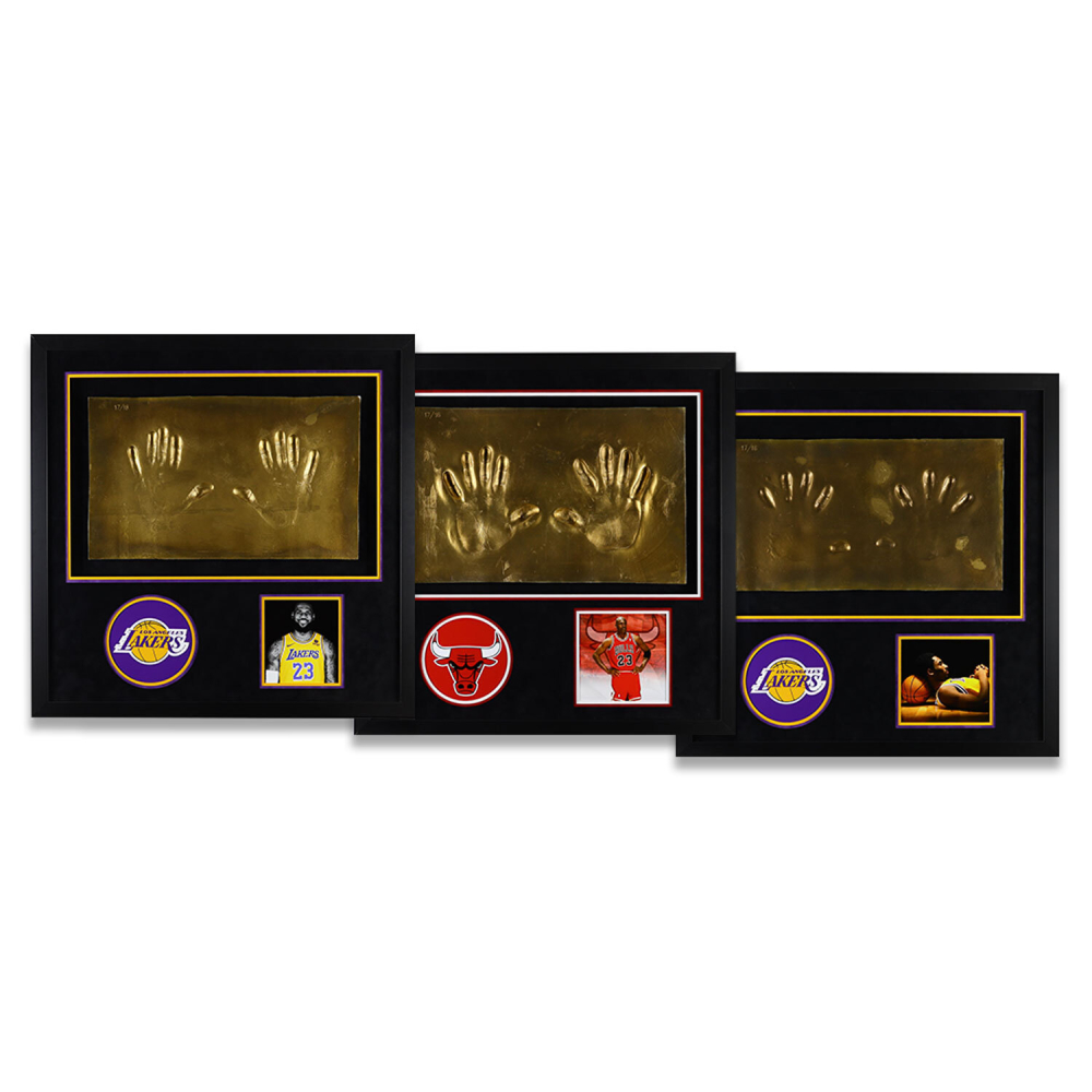 Set of (3) LE Painted Resina Custom Framed Clay Handprint Displays #17/ ...