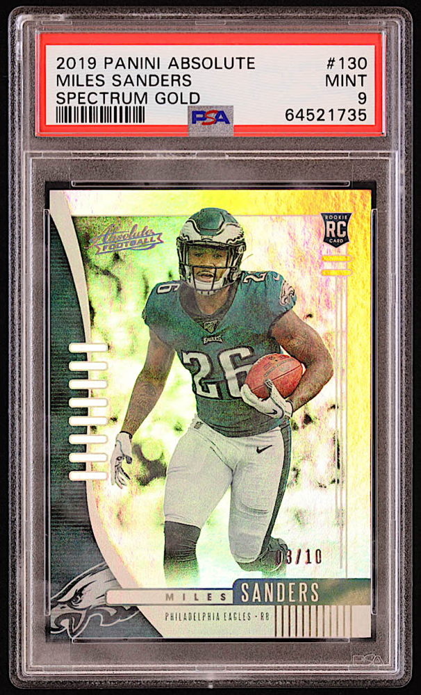 Miles Sanders 2019 Absolute Spectrum Gold #130 #03/10 RC (PSA 9 ...