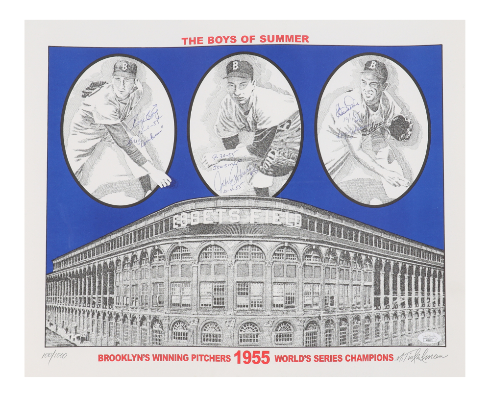 Johnny Podres, Roger Craig & Clem Labine Signed LE Dodgers 16x20 Print ...